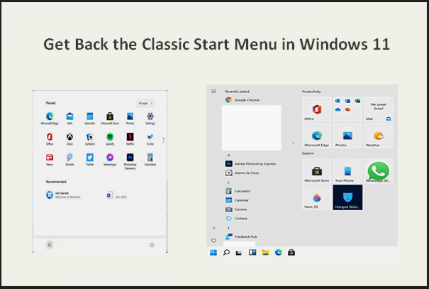 Windows 11 でクラシックなスタート メニューを取り戻す